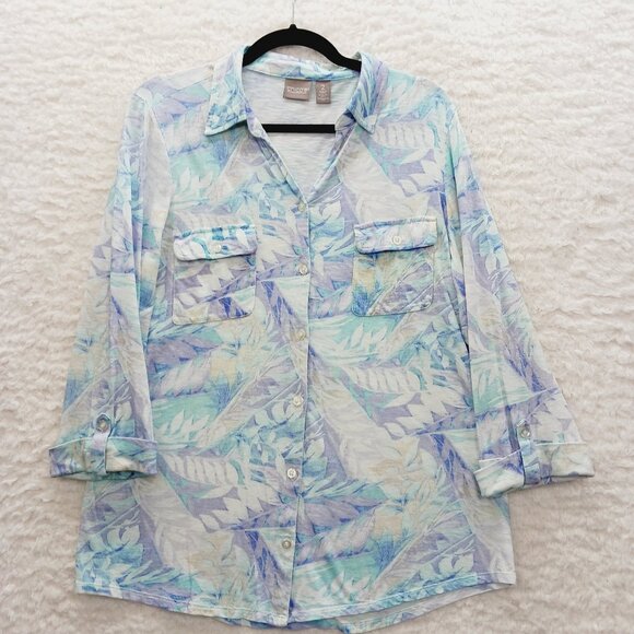 Chico's | Tops | Tshirt Size L Watercolor Floral Bloomcore Whimsycore ...